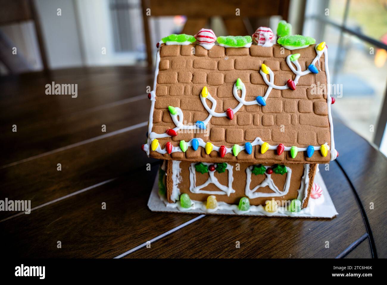 Top View of Gingerbread House Roof Decorated with Candy Stock Photo - Alamy
