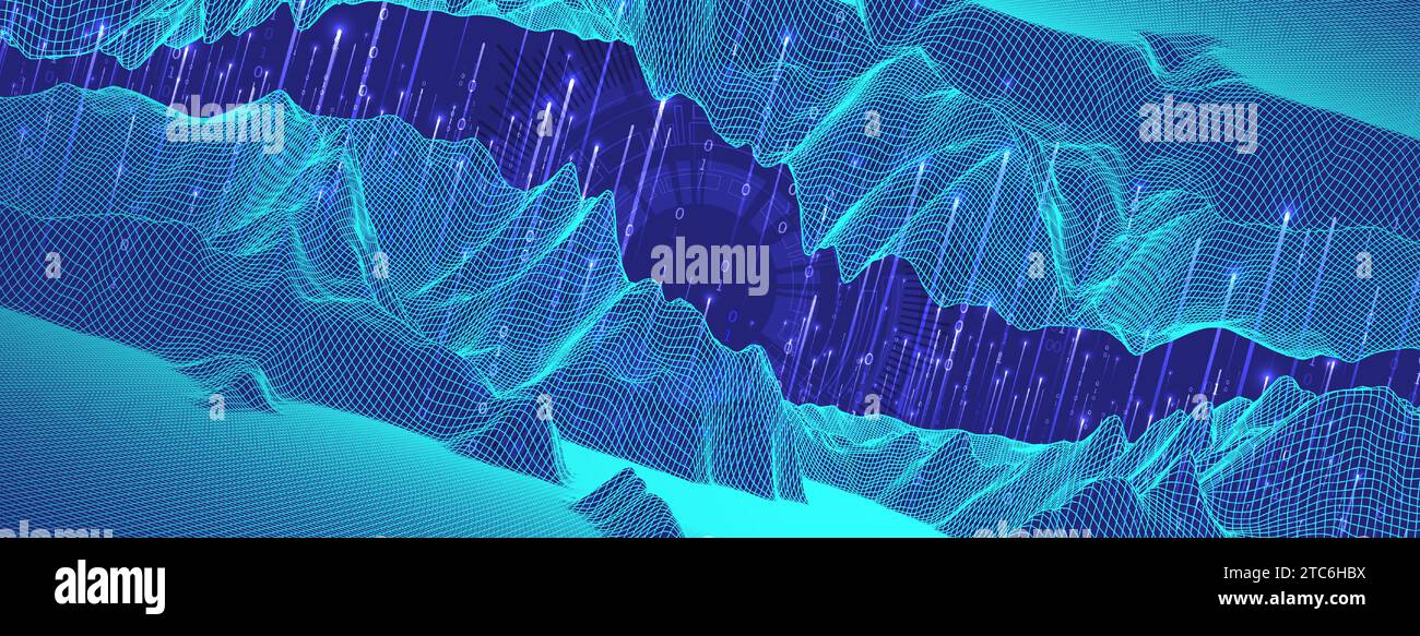 Big Data. Abstract digital futuristic wireframe vector illustration on ...