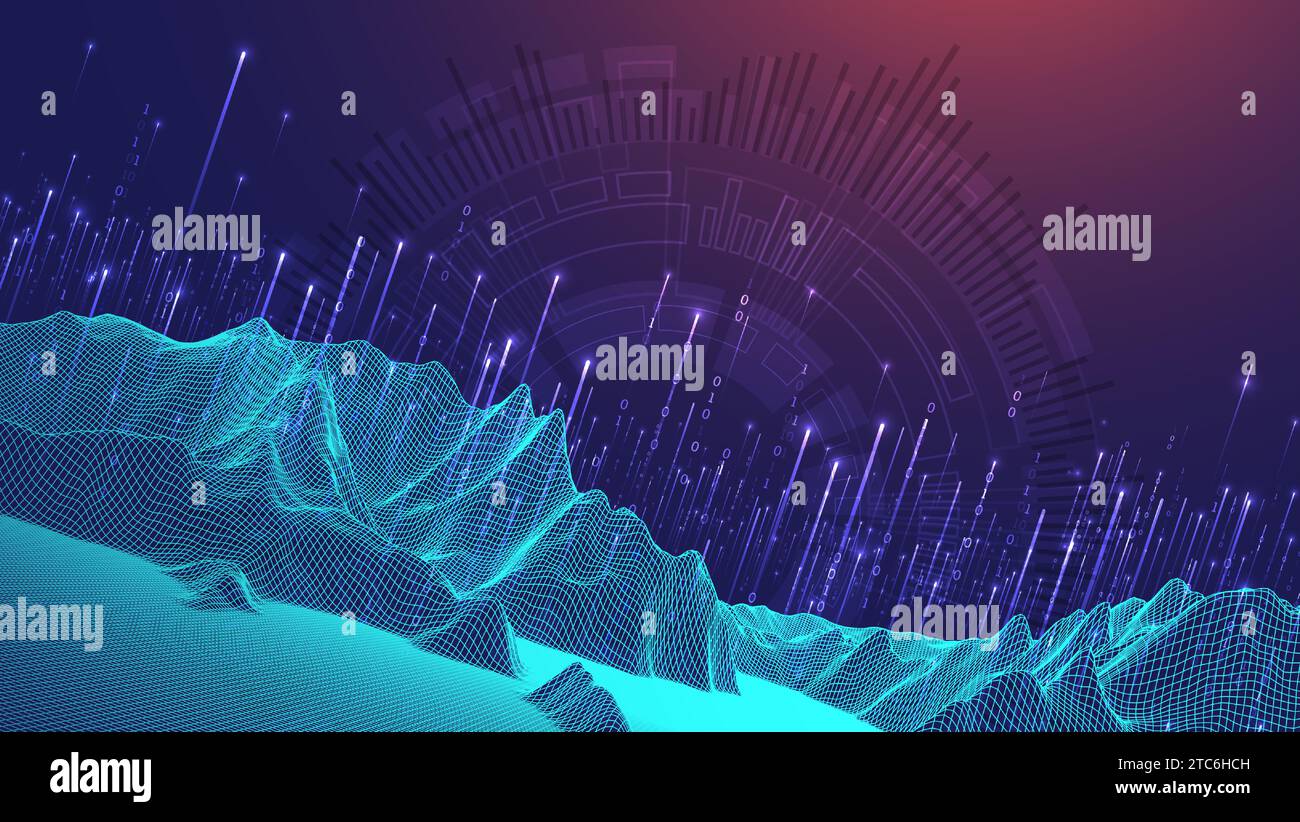 Big Data. Abstract digital futuristic wireframe vector illustration on technology background ...