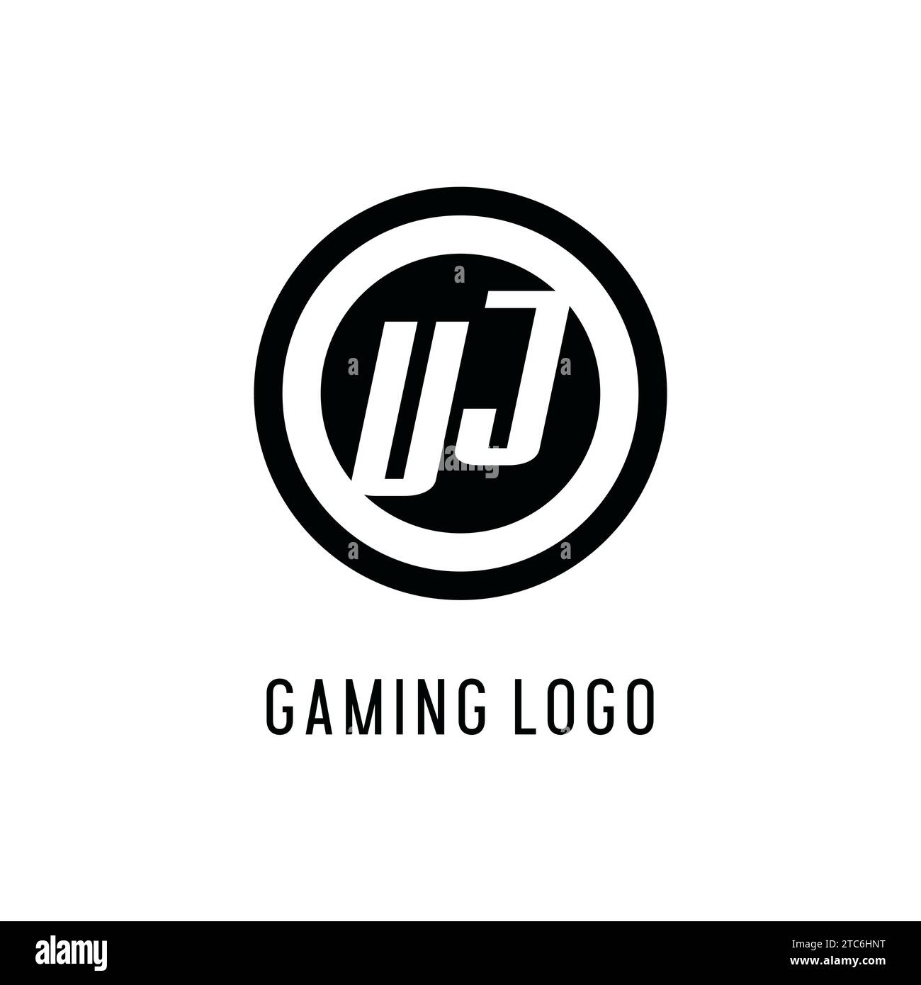 Initial UJ logo concentric circle line, clean and simple monogram logo ...