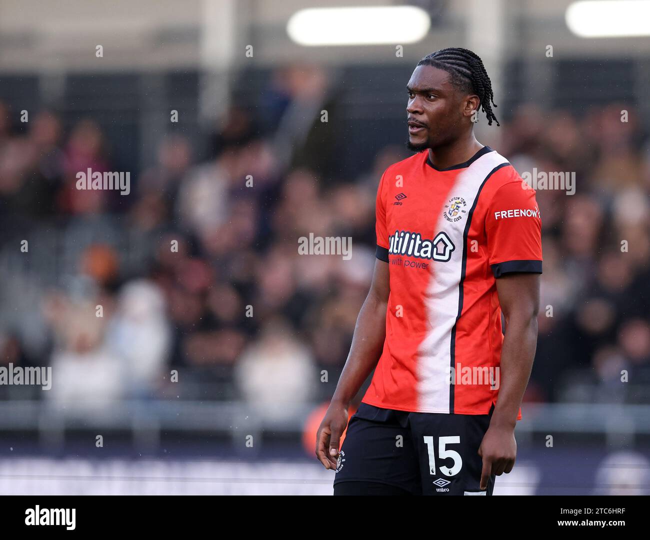 Luton, UK. 10th Dec, 2023. Teden Mengi of Luton Town during the Premier ...