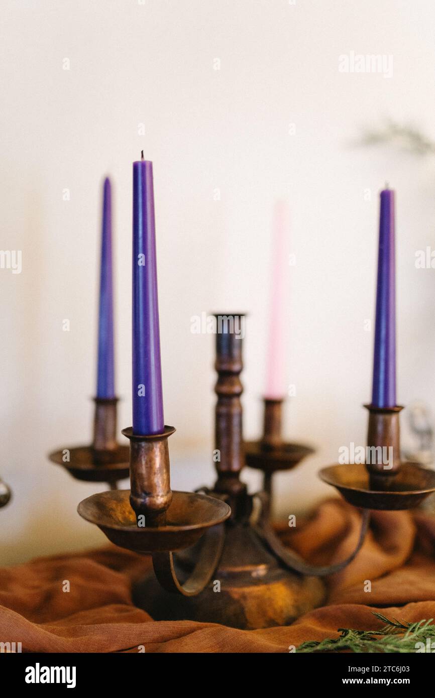 christmas advent wreath with candles Stock Photo - Alamy