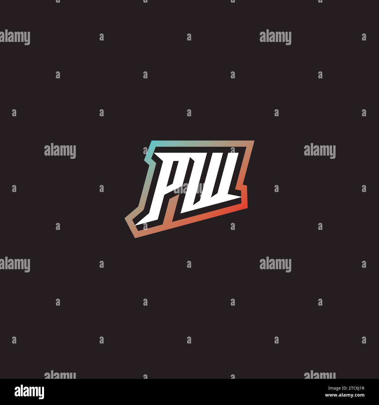 PW letter combination cool logo esport initial and cool color ...