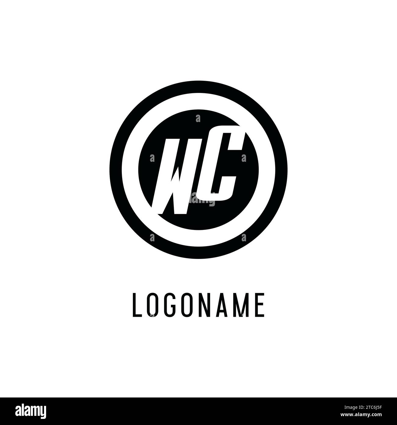 Initial WC logo concentric circle line, clean and simple monogram logo ...