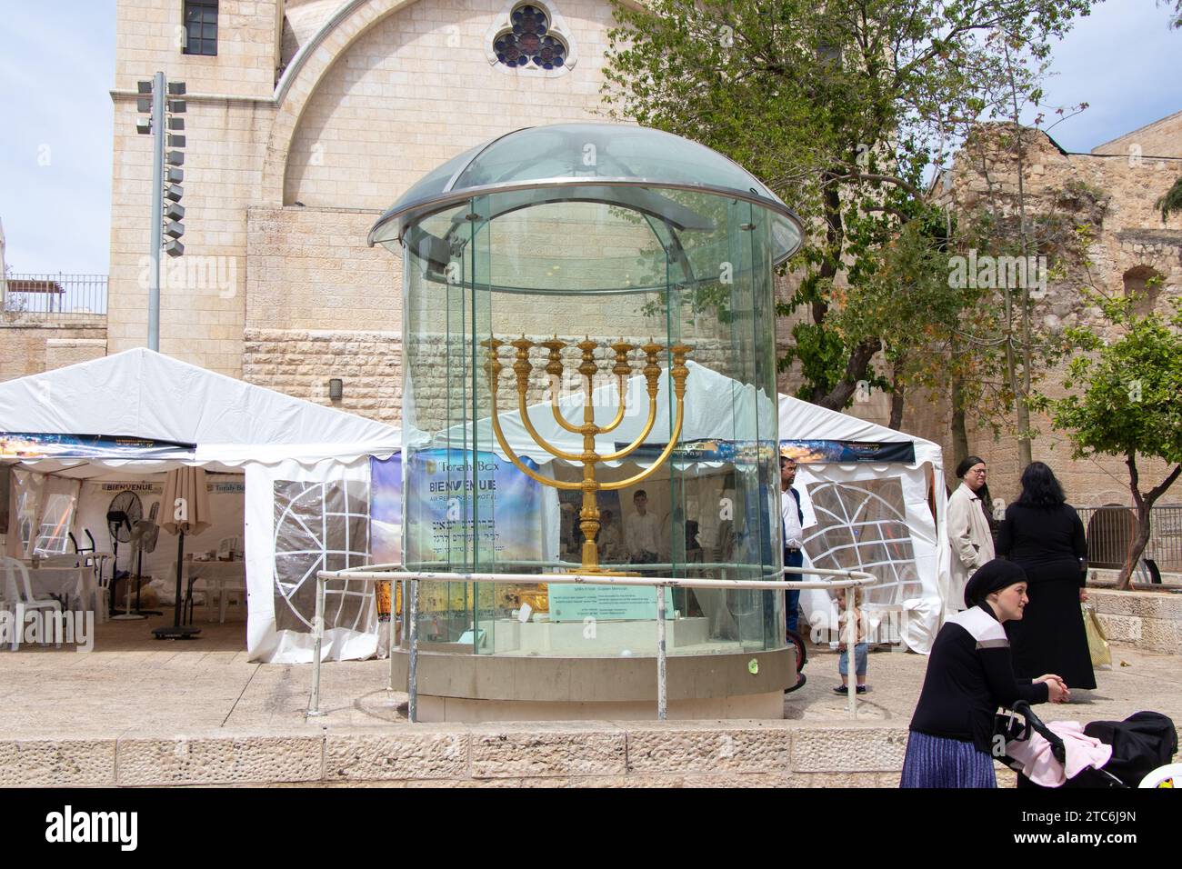 Jerusalem - Israel: April 2022. Golden Menorah - copy of one used in ...
