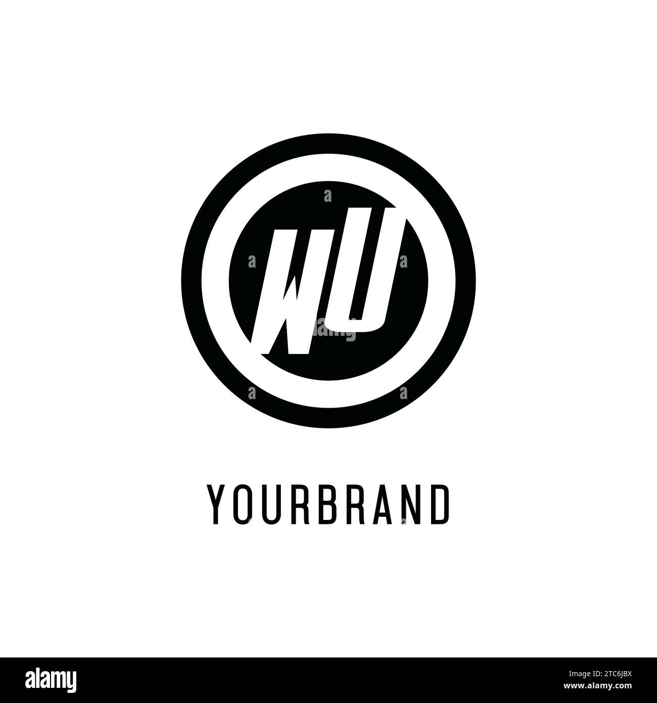 Initial WU logo concentric circle line, clean and simple monogram logo ...