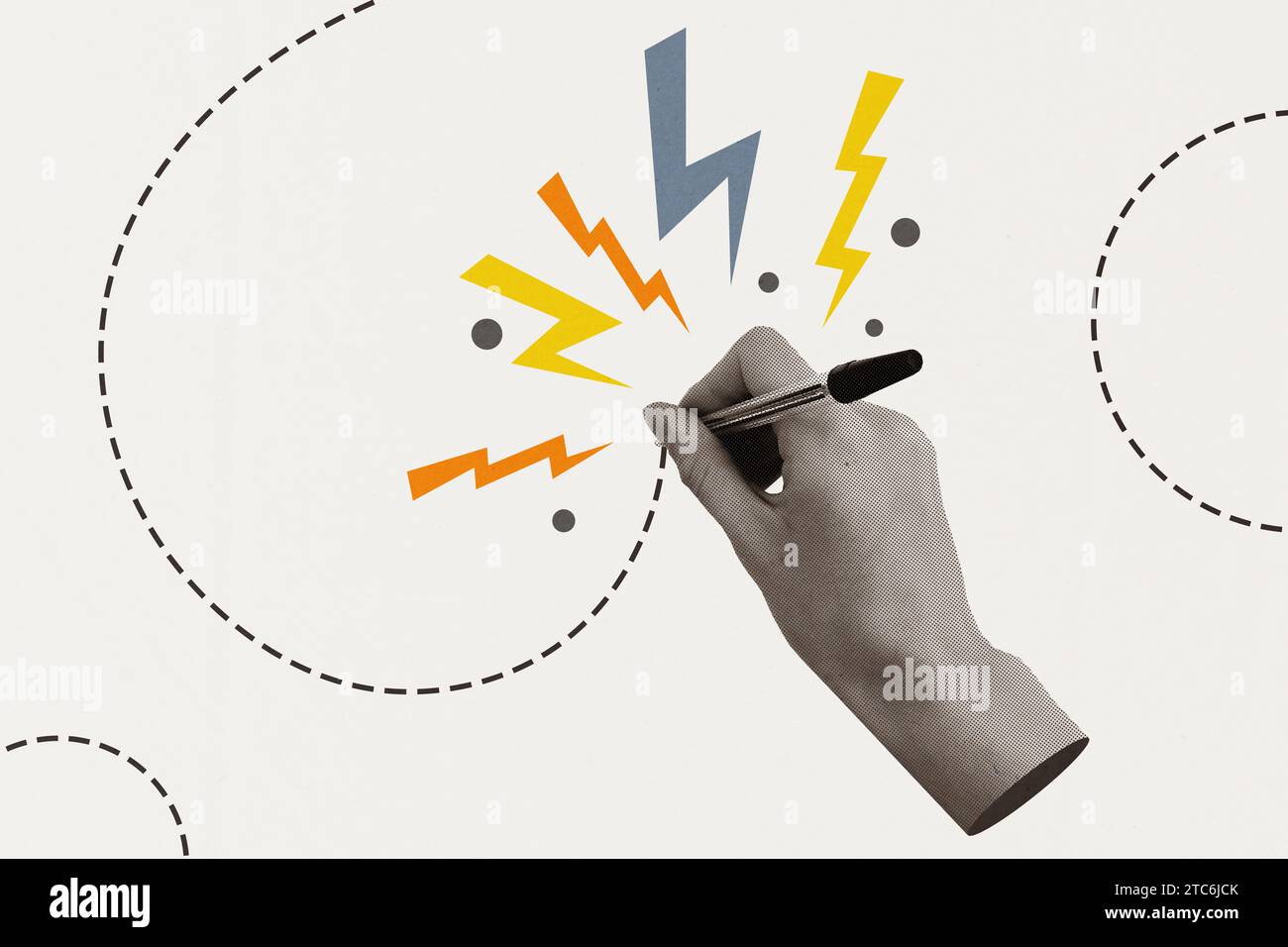 Composite collage picture image of hand hold pen writing drawing ...