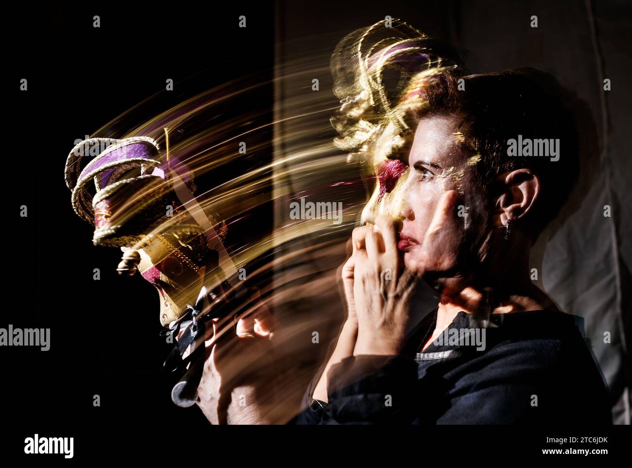 Closeup woman facial mask hair hi-res stock photography and images - Alamy