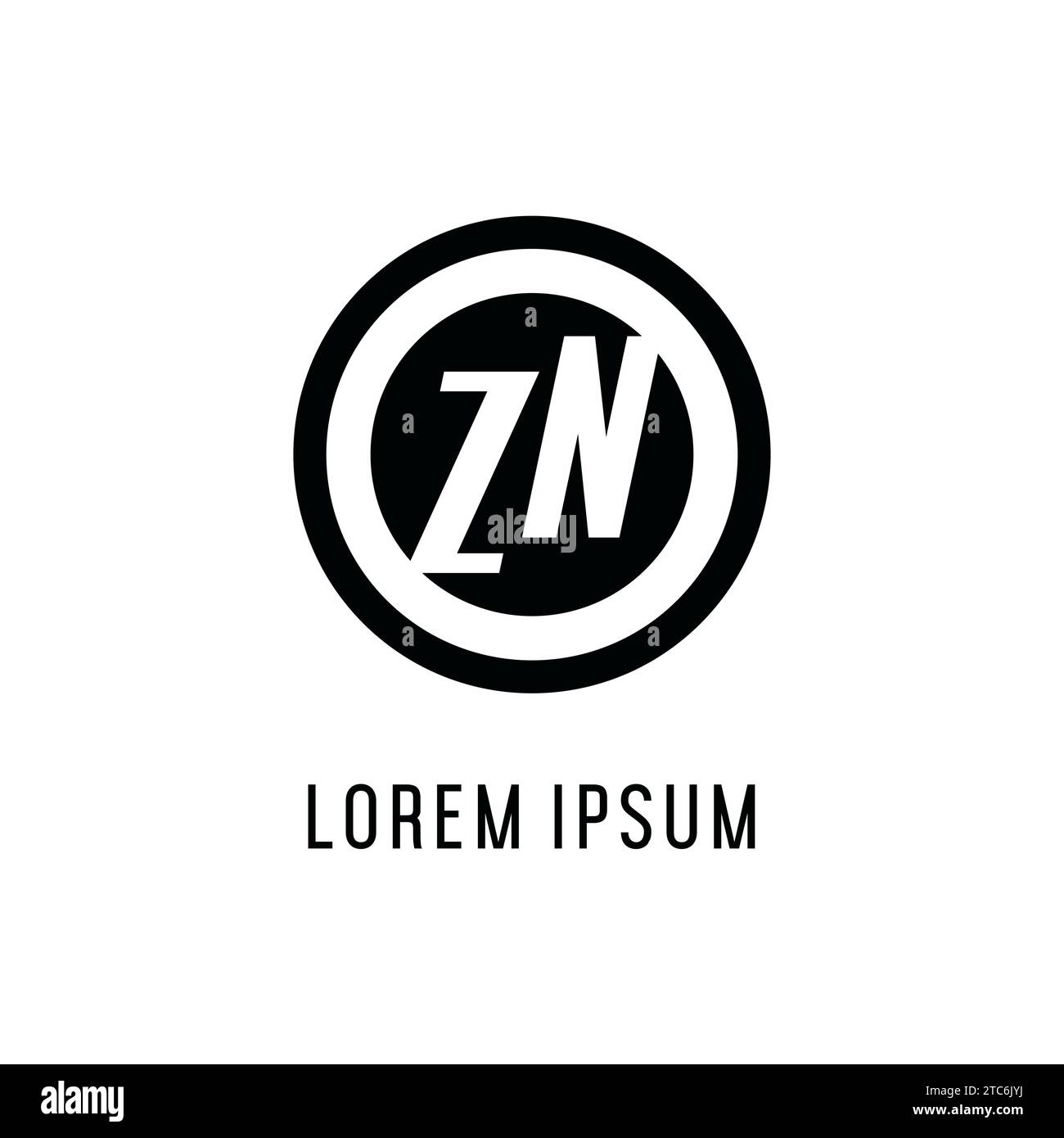 Initial ZN logo concentric circle line, clean and simple monogram logo style vector graphic ...