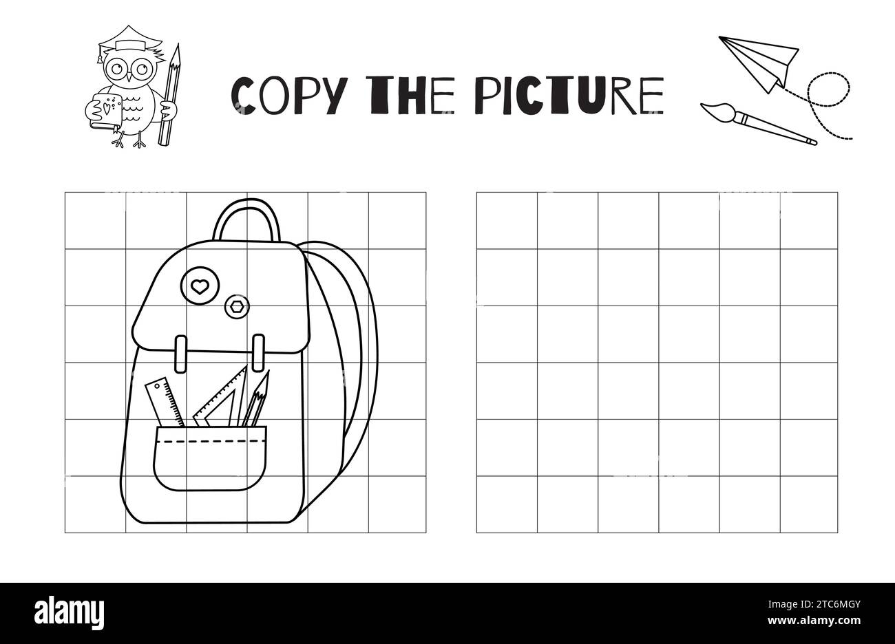 In This Printable Black And White Activity For Kids, Draw A School ...