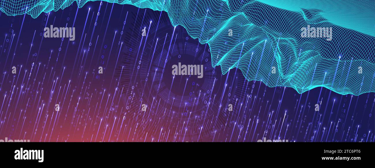 Big Data. Abstract digital futuristic wireframe vector illustration on ...