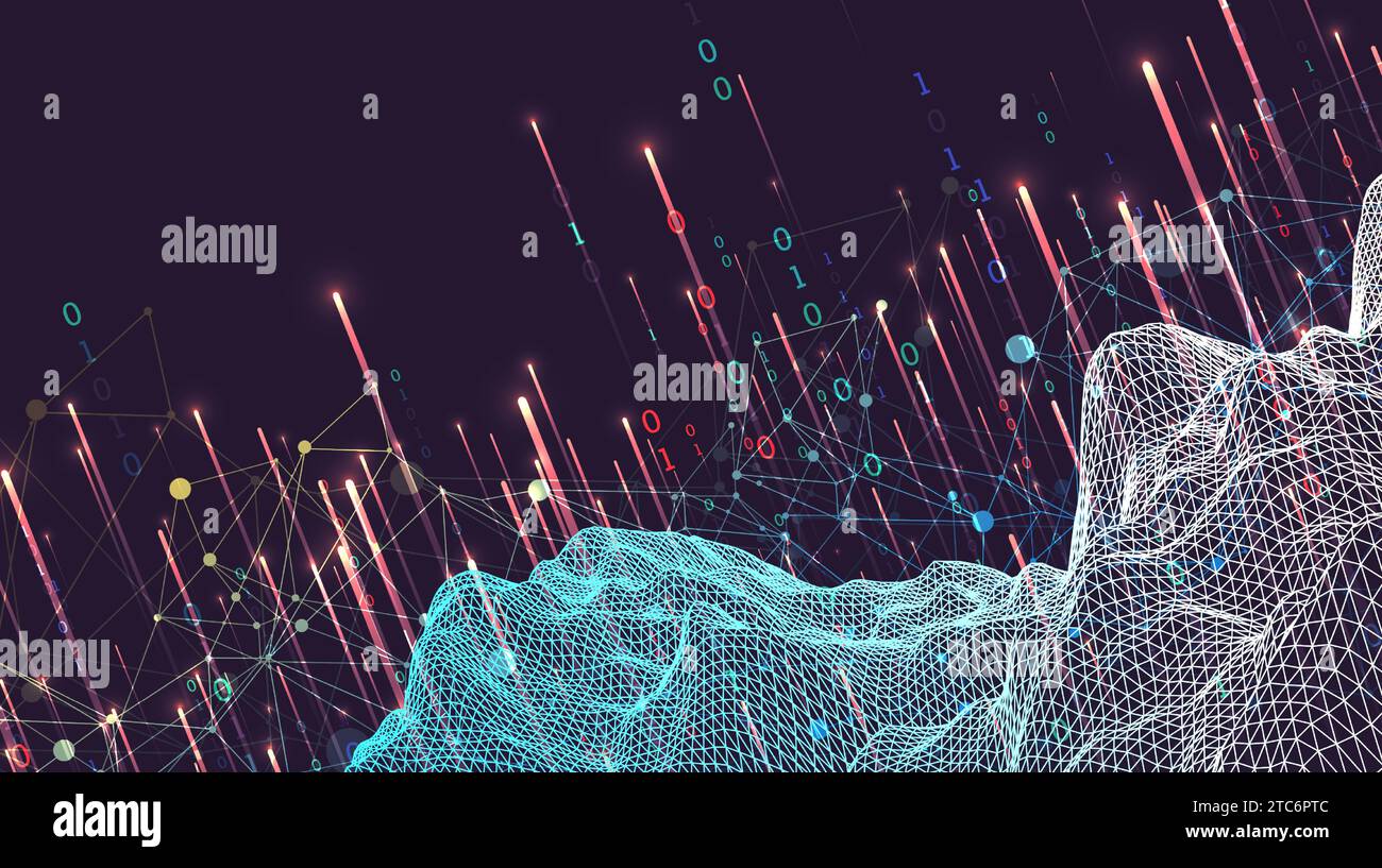 Big Data. Abstract digital futuristic wireframe vector illustration on technology background ...