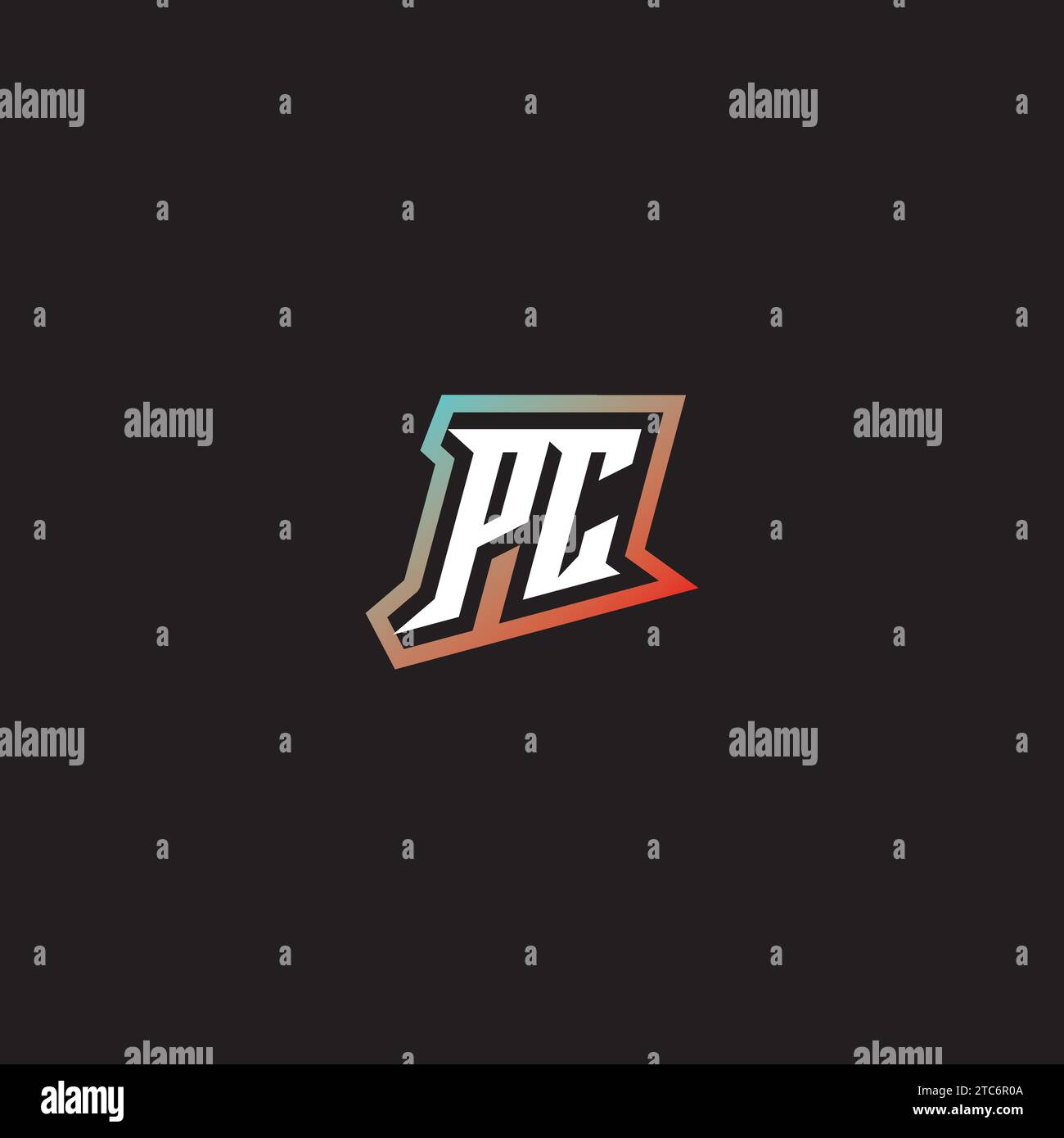 PC letter combination cool logo esport initial and cool color ...