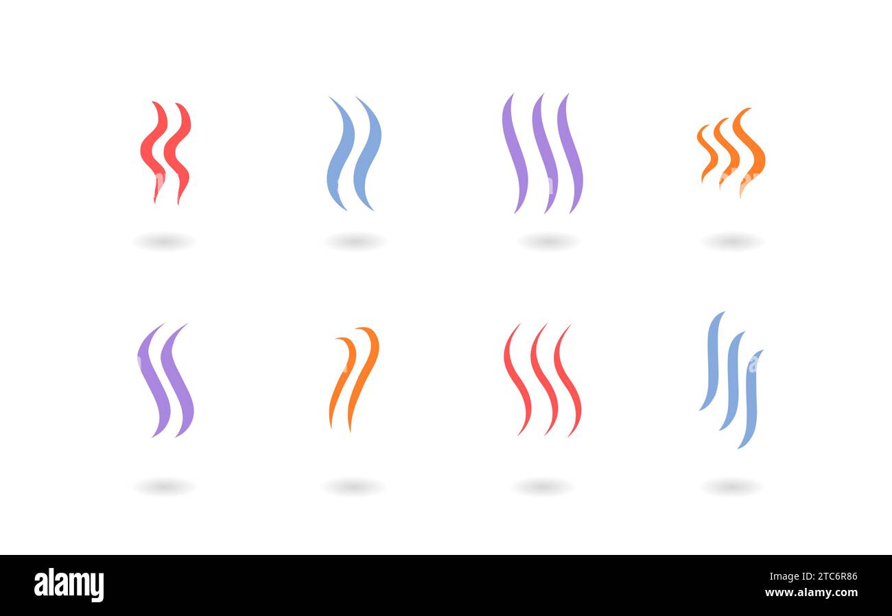 Smell icon set. Perfume scent vector object collection. Steam puff ...