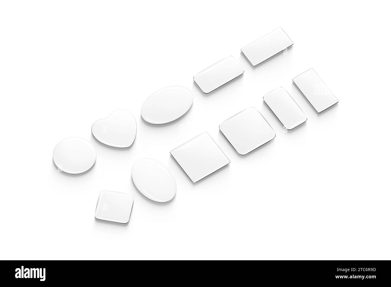 Blank white fridge magnet mockup, different shape, isolated, 3d ...