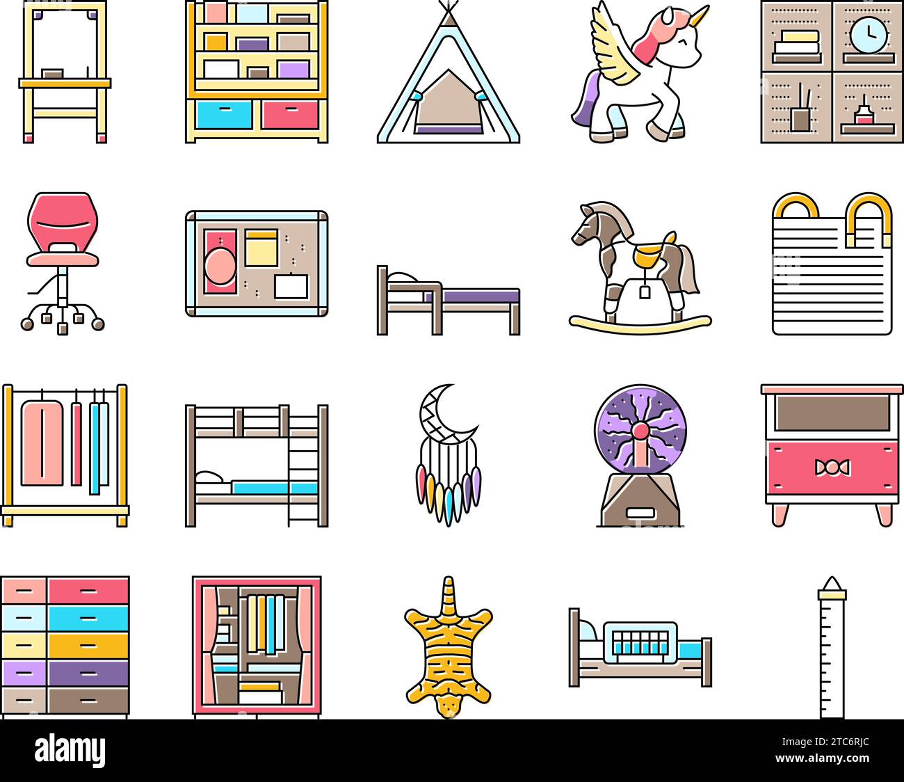 kid bedroom room interior icons set vector Stock Vector Image & Art - Alamy