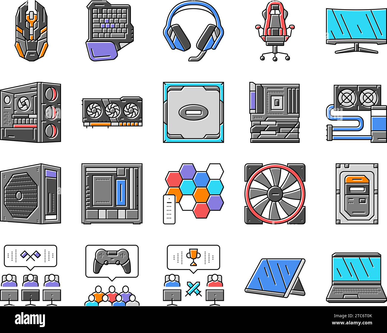 game pc gamer computer online icons set vector Stock Vector Image & Art ...