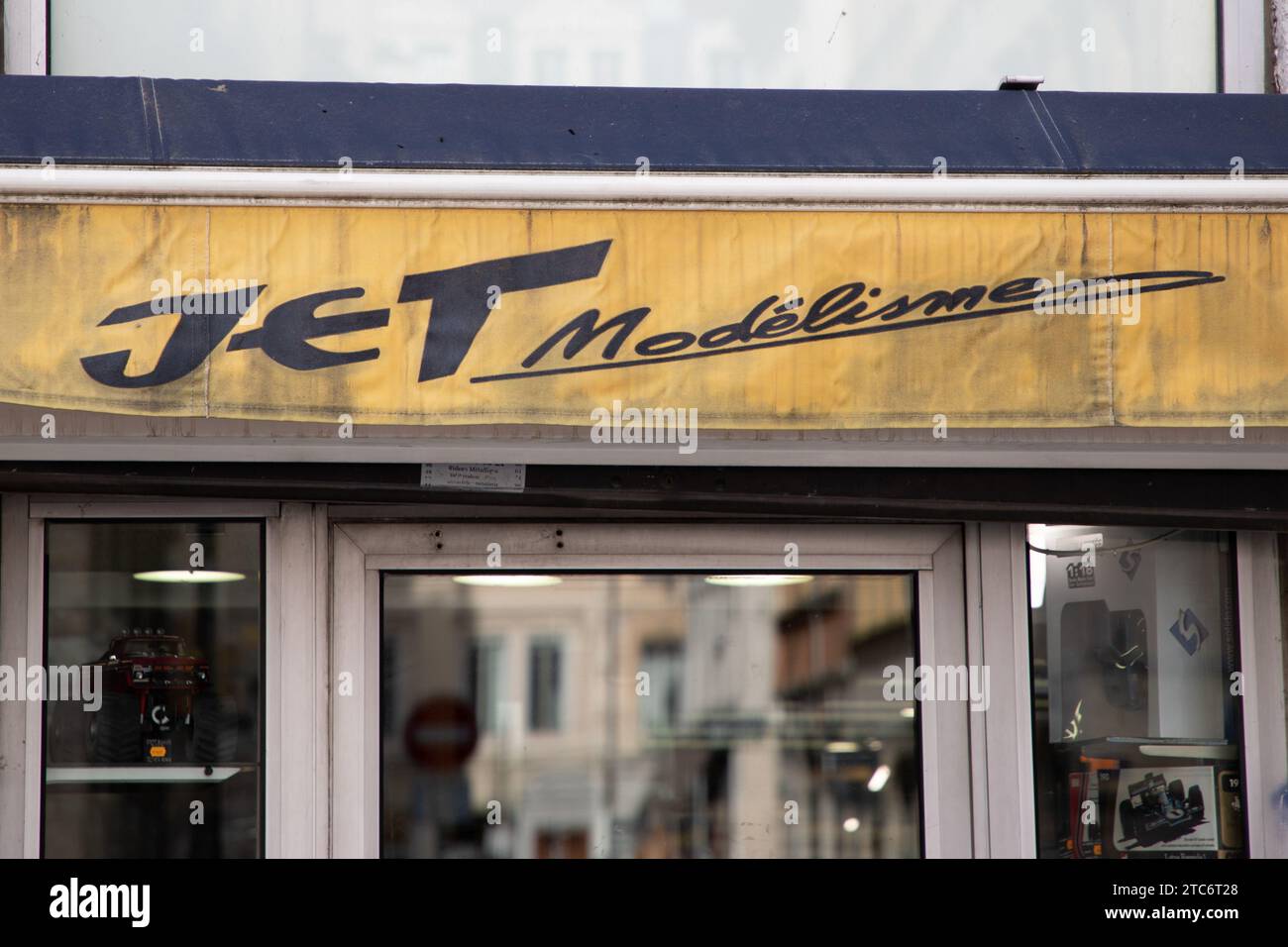 Lyon , France - 11 07 2023 : jet modelisme vintage game and child toy ...