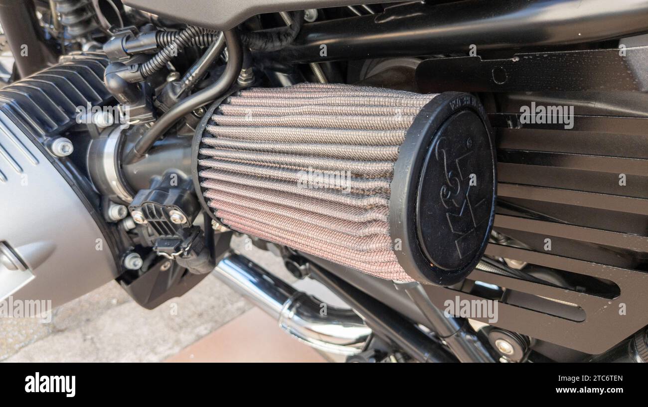 Bordeaux , France - 11 19 2023 : k&n motorbike detail Close up of ...