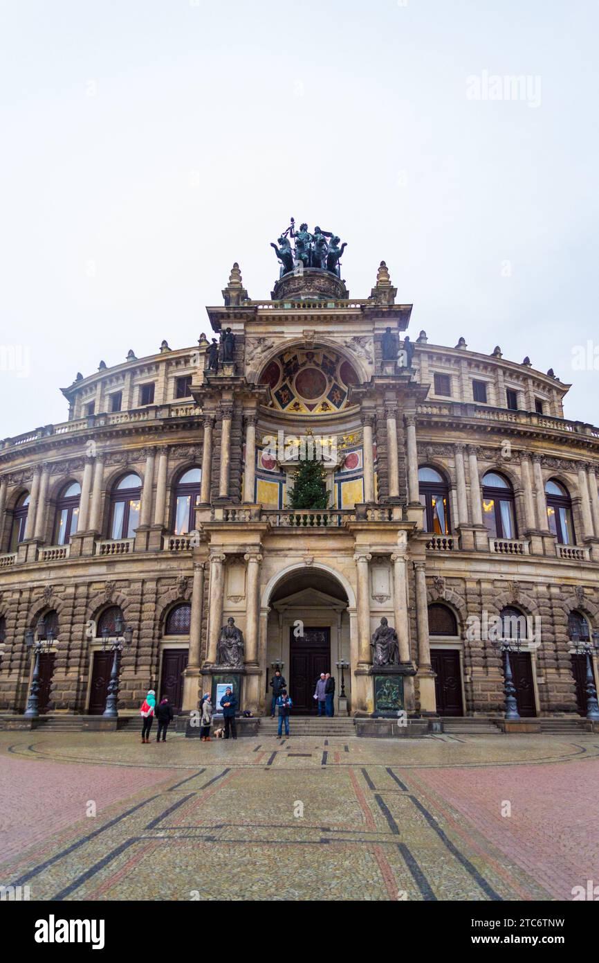 Opera House Dresden city Saxony Germany. Semperoper facade on winter ...