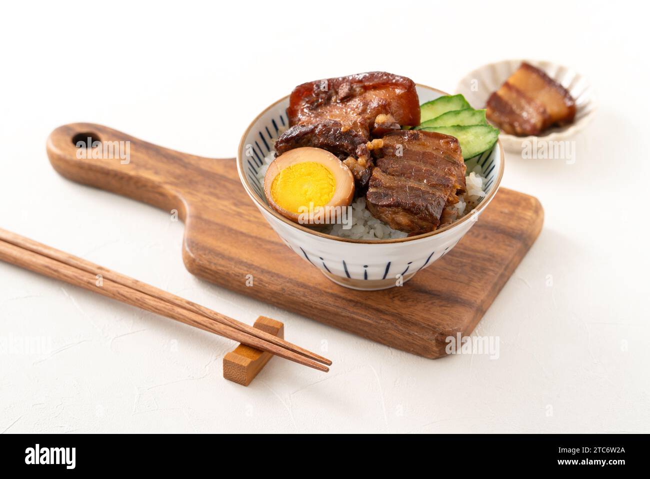 Braised pork belly meat rice, stewed pork over cooked rice in Taiwanese ...