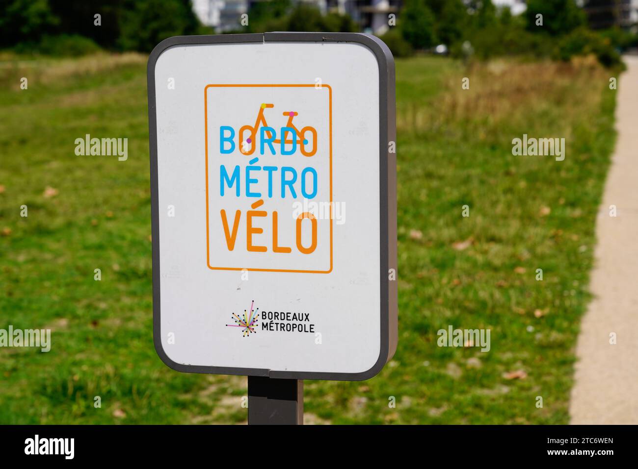 Bordeaux , France - 11 09 2023 : bordo metro velo Cyclists lane signs ...