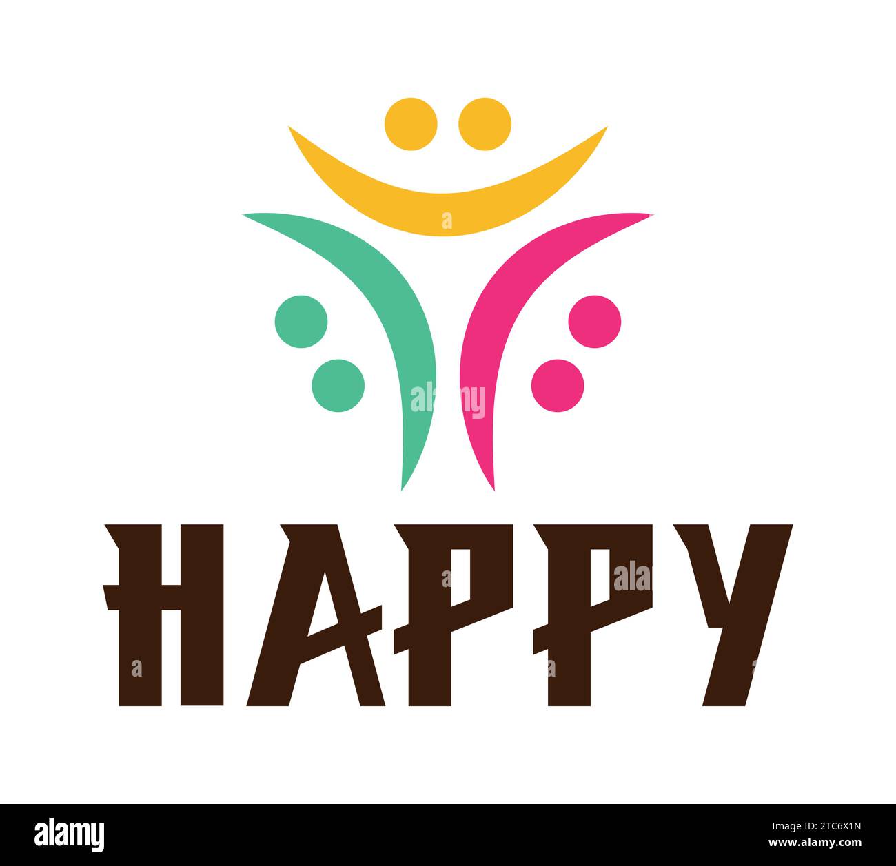 Three smile people, a happy icon, a simple and funny symbol vector ...