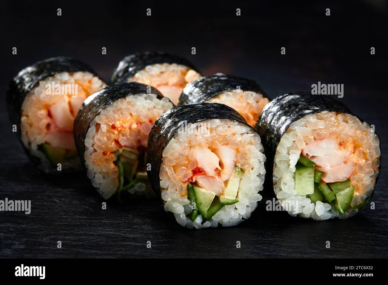 sushi rolls, traditional Japanese food, rice, nori and seafood, menu ...