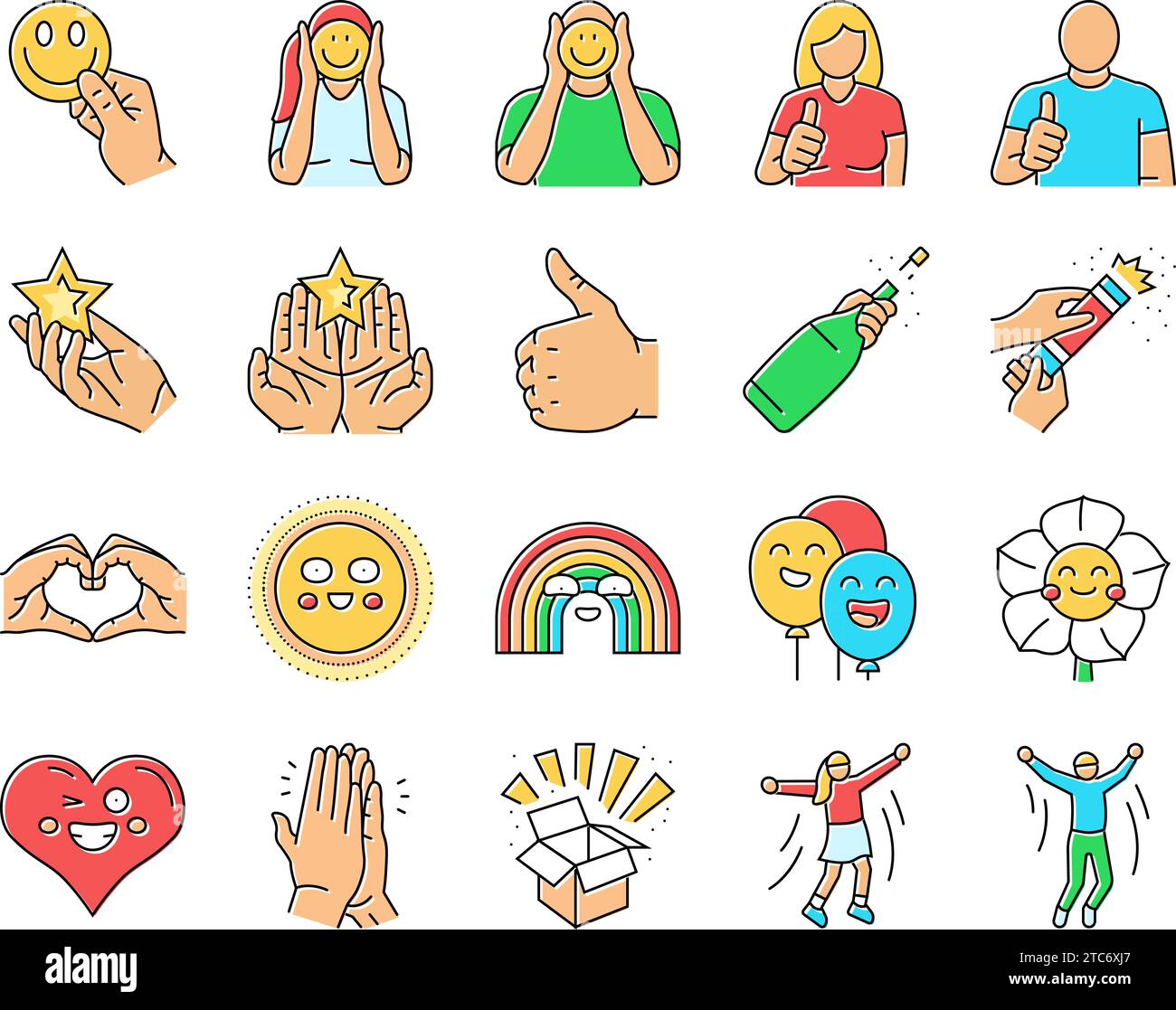 positive mood happy smile icons set vector Stock Vector Image & Art - Alamy