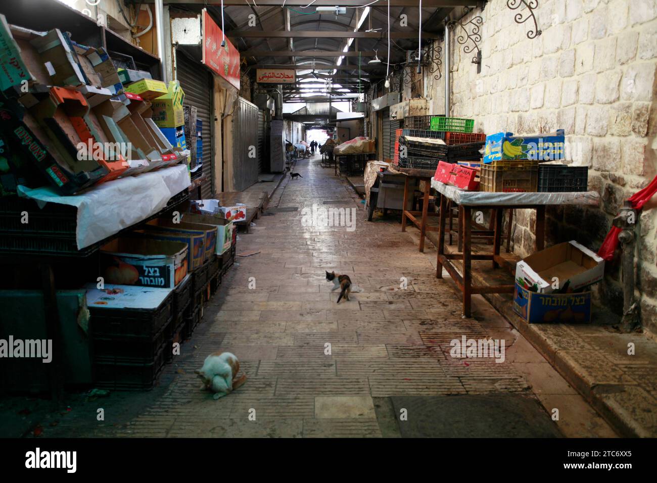 People walk past shuttered shops during a general strike in solidarity ...