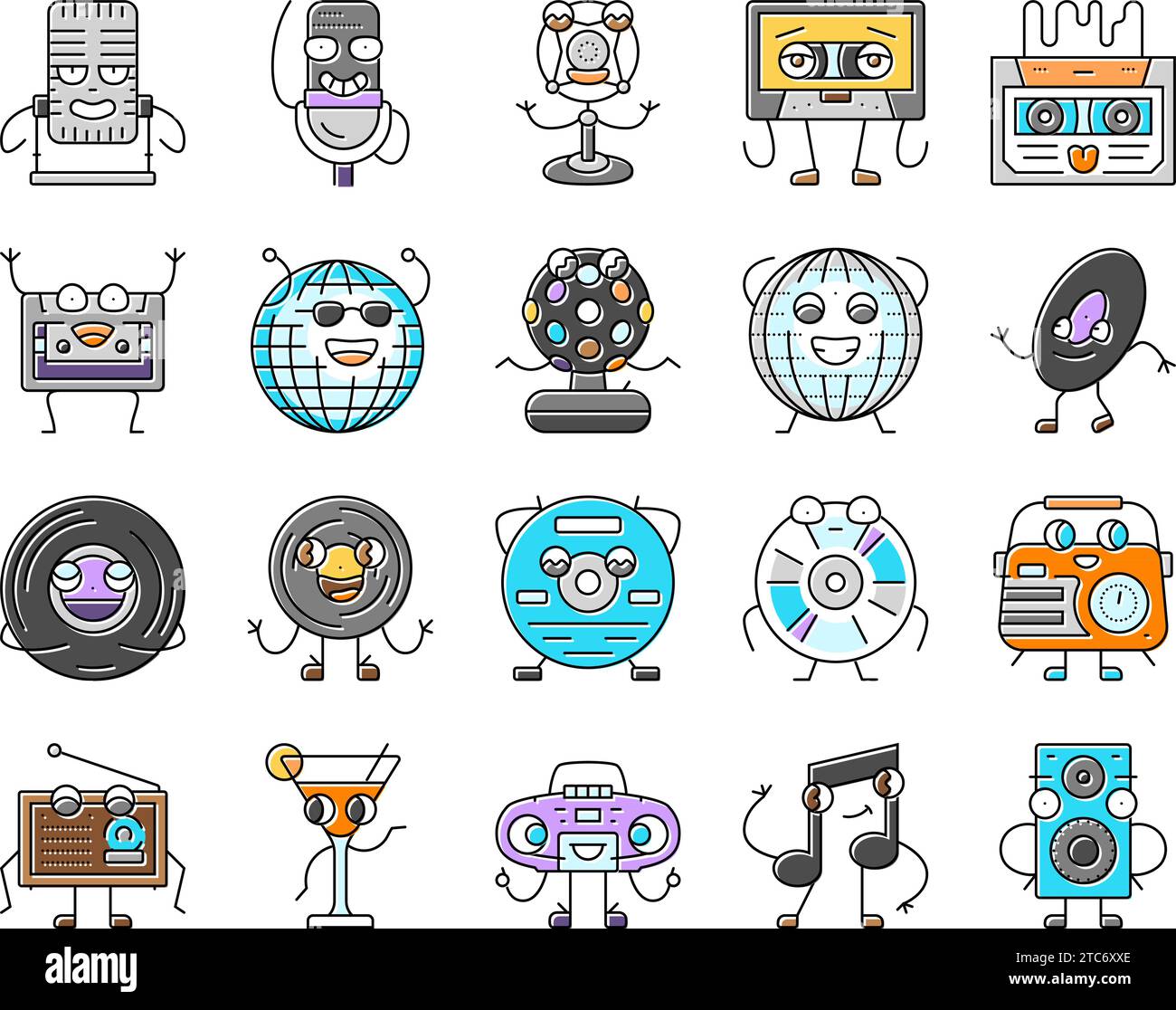 retro music character icons set vector Stock Vector Image & Art - Alamy