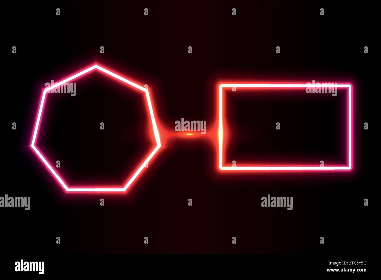 Neon light in the shape of a rectangle and heptagon vector illustration ...