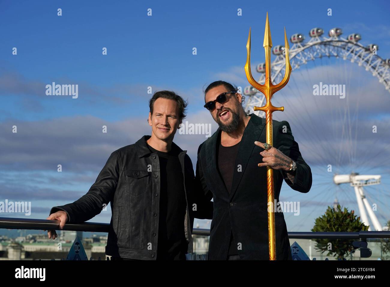 Patrick Wilson (left) and Jason Momoa during a photocall for Aquaman ...