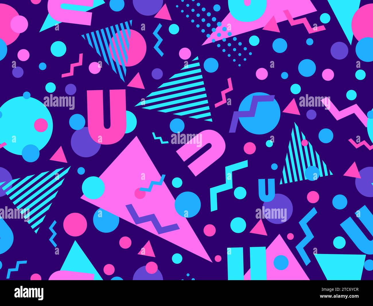 Memphis seamless pattern with geometric shapes in 80s and 90s style ...