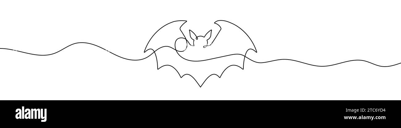Continuous line drawing of bat. One line drawing background. Vector ...