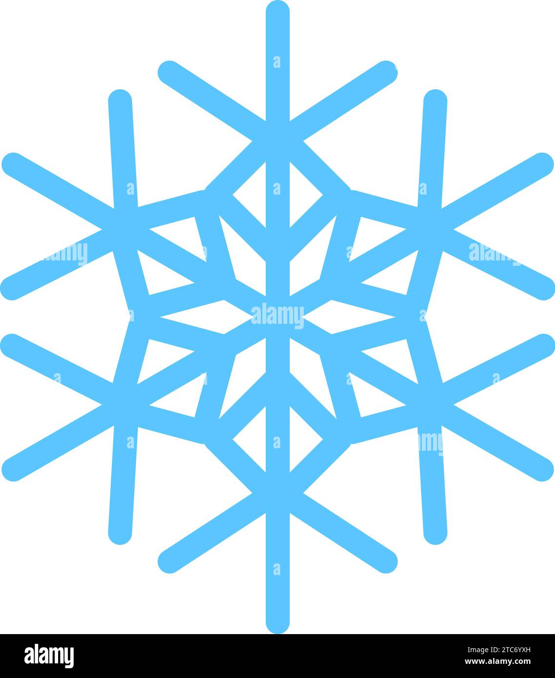 Thick line freeze snowflake, element of winter festival decoration ...
