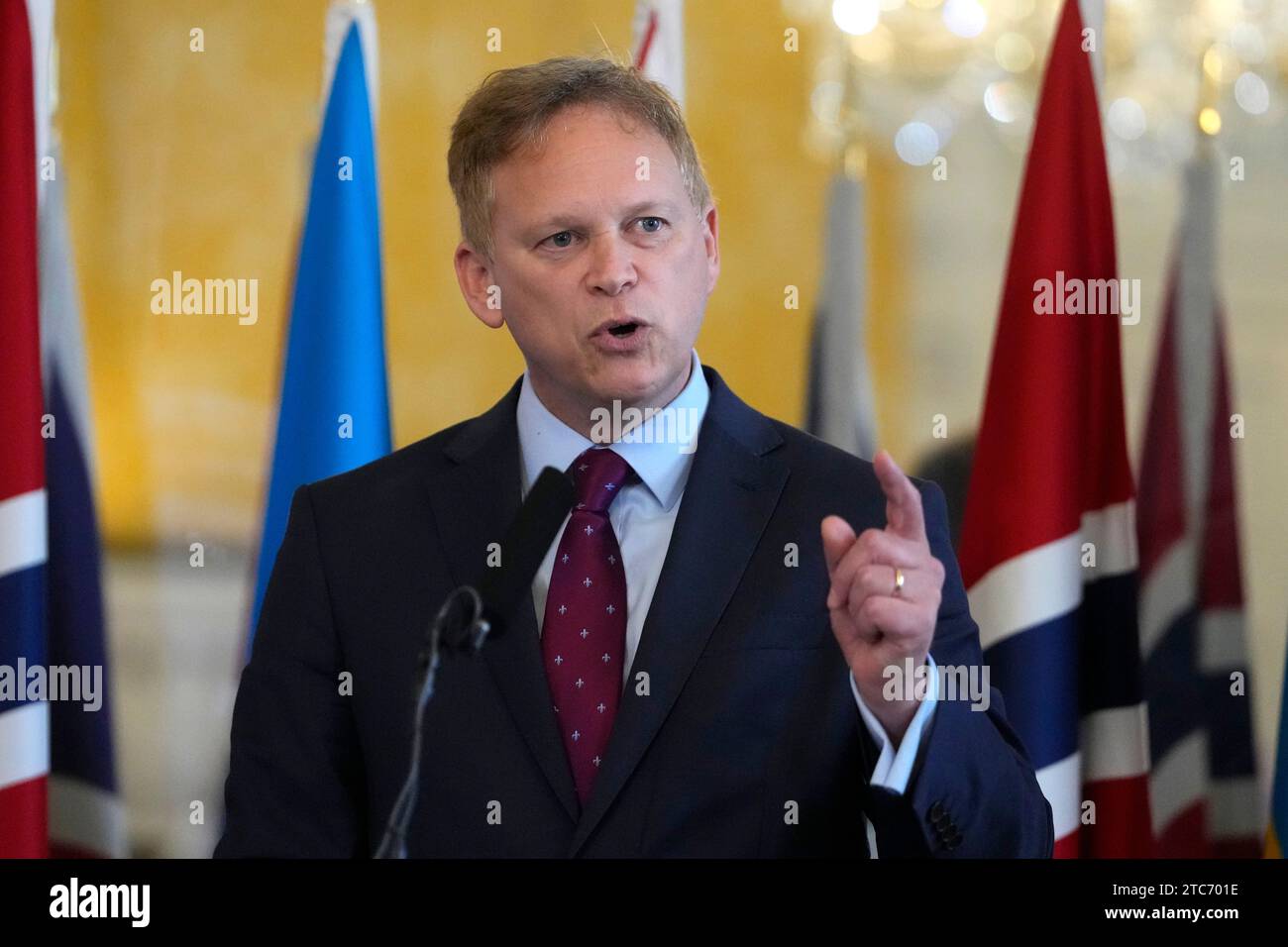 Britain's Defence Secretary Grant Shapps speaks during a press ...