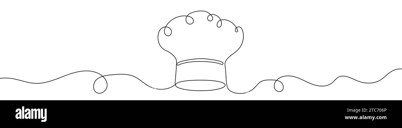 Continuous line drawing of chef hat. One line drawing background ...