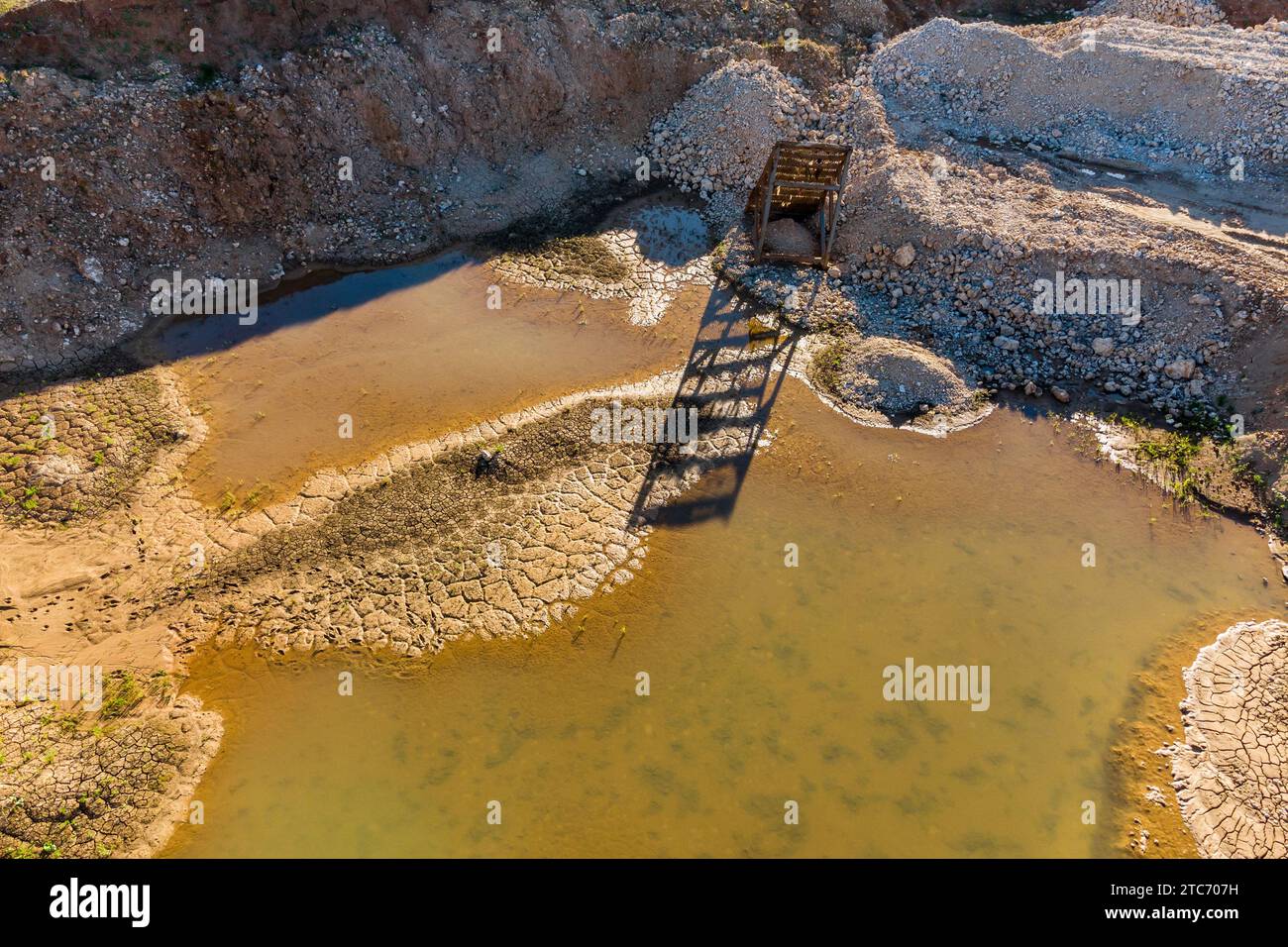 Top view of a quarry for the extraction of crushed stone and gravel ...