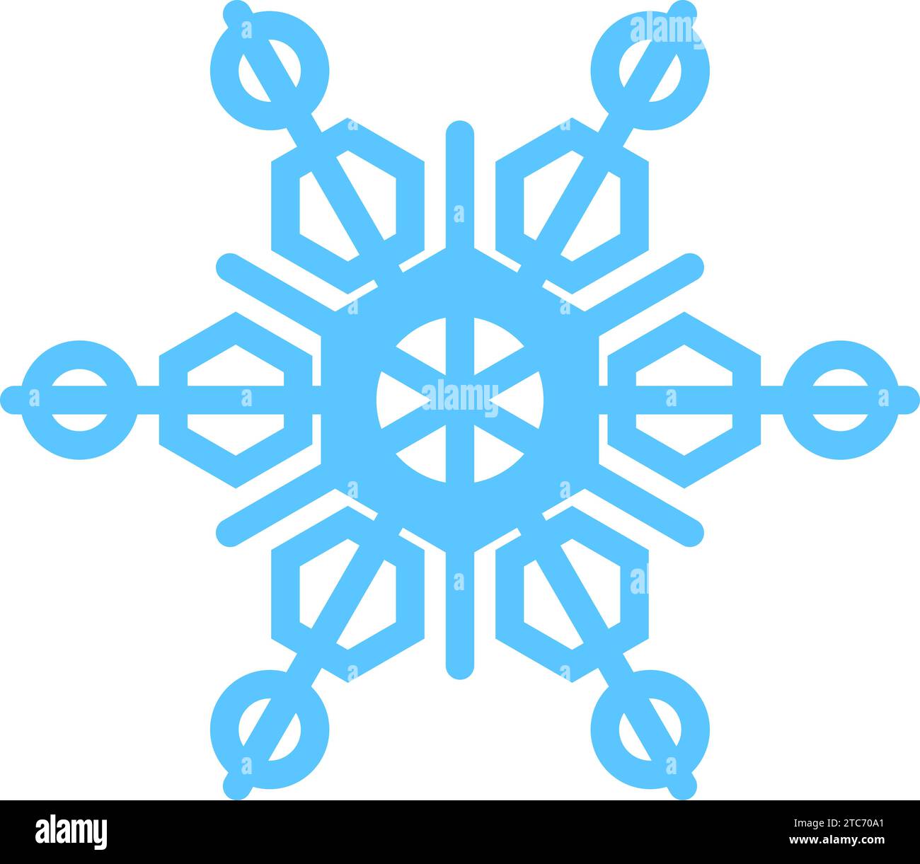 Thick line freeze snowflake, element of winter festival decoration ...