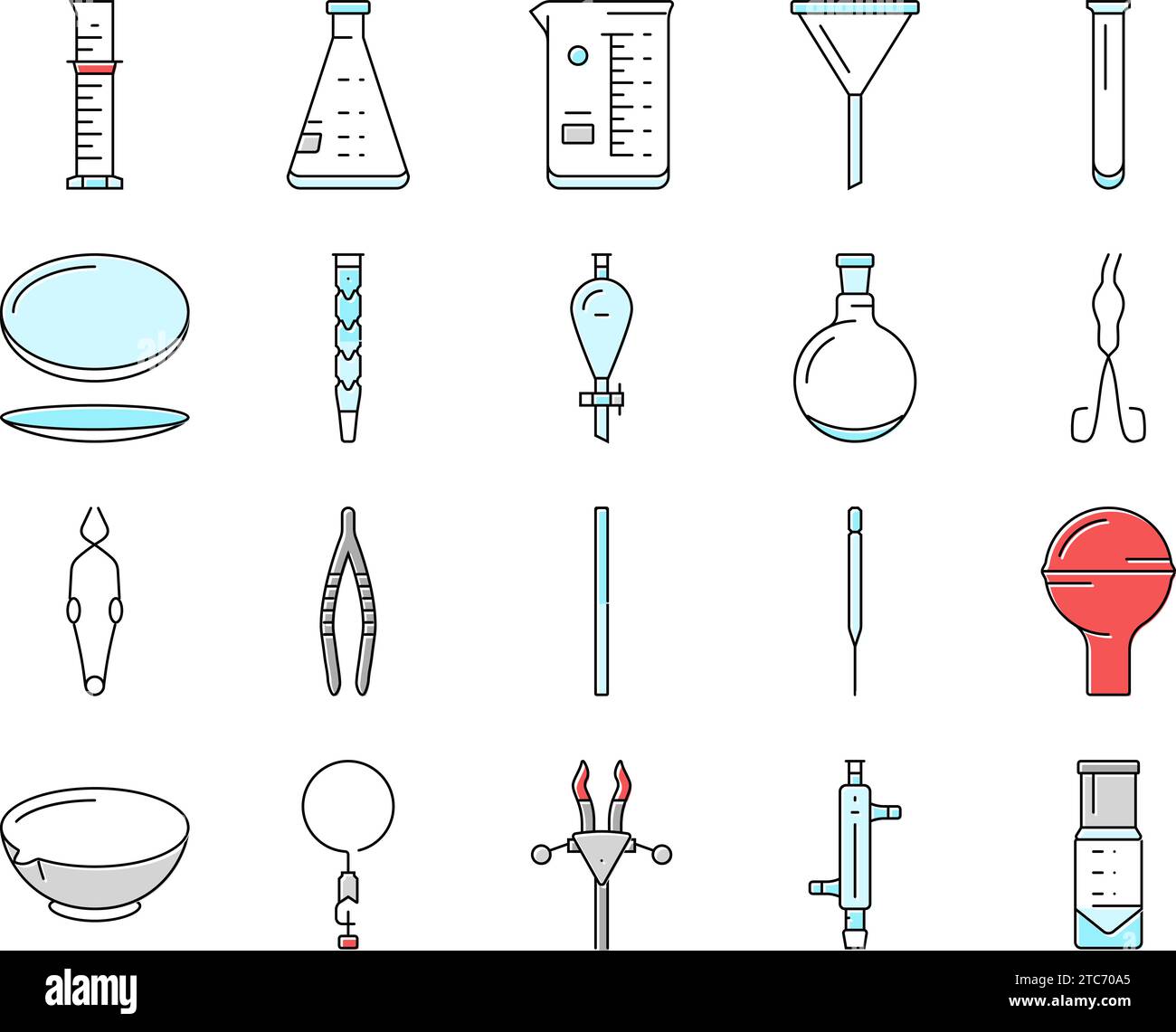 chemical glassware laboratory icons set vector Stock Vector Image & Art ...