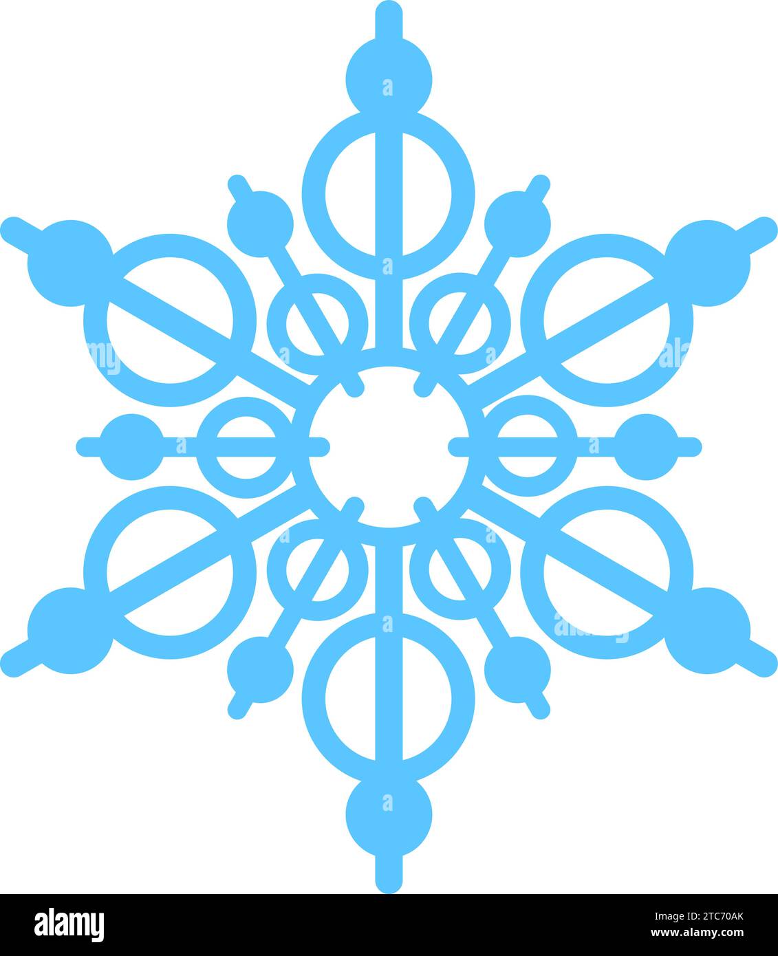 Thick line freeze snowflake, element of winter festival decoration ...