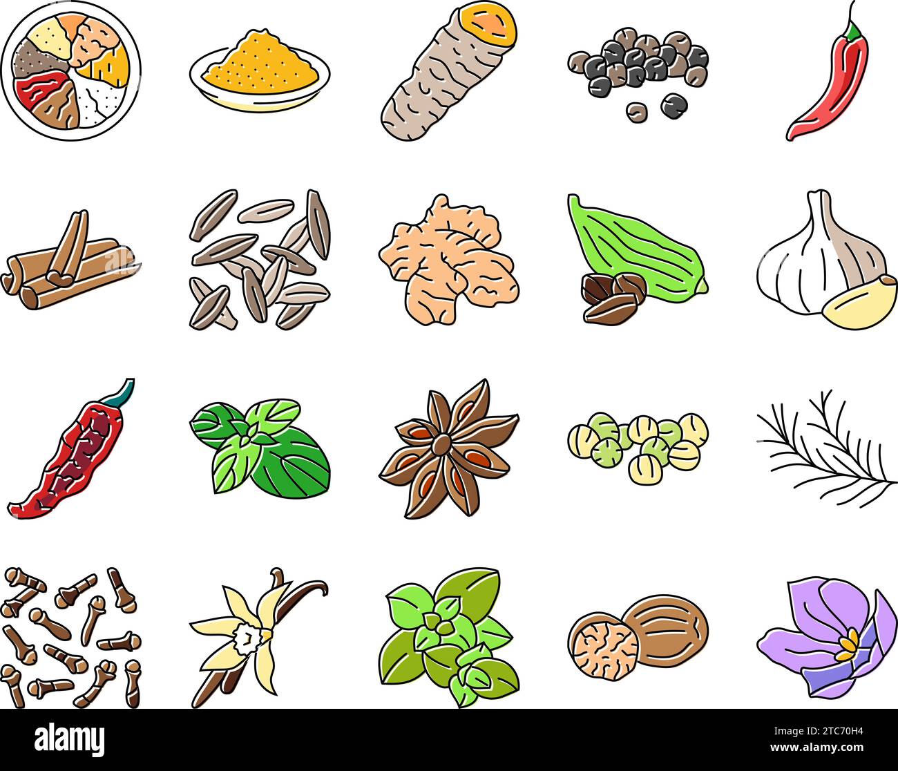 spice food herb leaf icons set vector Stock Vector Image & Art - Alamy