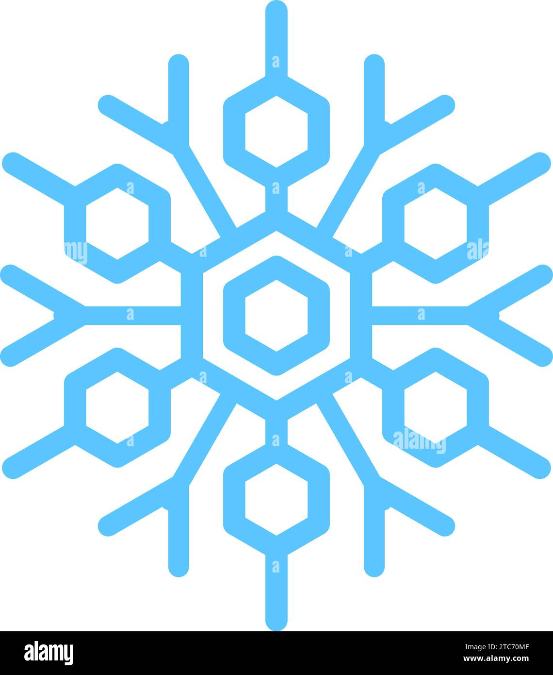 Thick line freeze snowflake, element of winter festival decoration ...