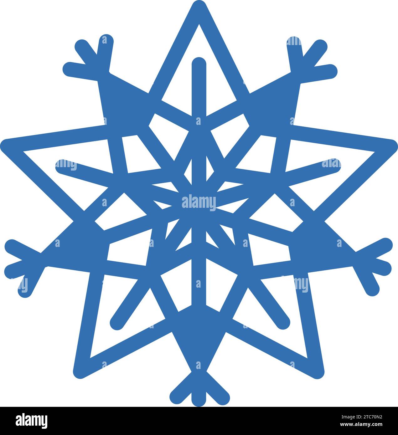 Thick line freeze snowflake, element of winter festival decoration ...