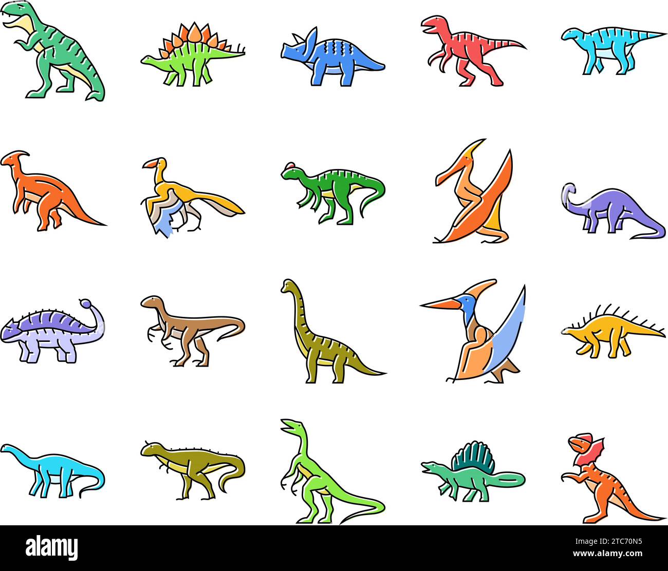dinosaur dino animal cute icons set vector Stock Vector Image & Art - Alamy