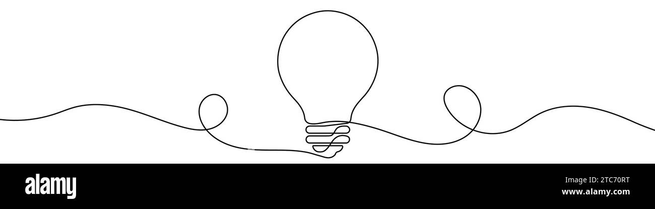 Continuous line drawing of light bulb. One line drawing background ...