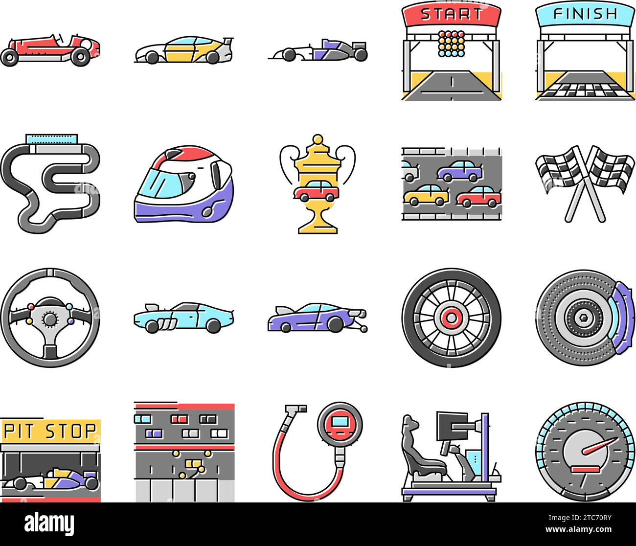 car race vehicle speed auto icons set vector Stock Vector Image & Art ...
