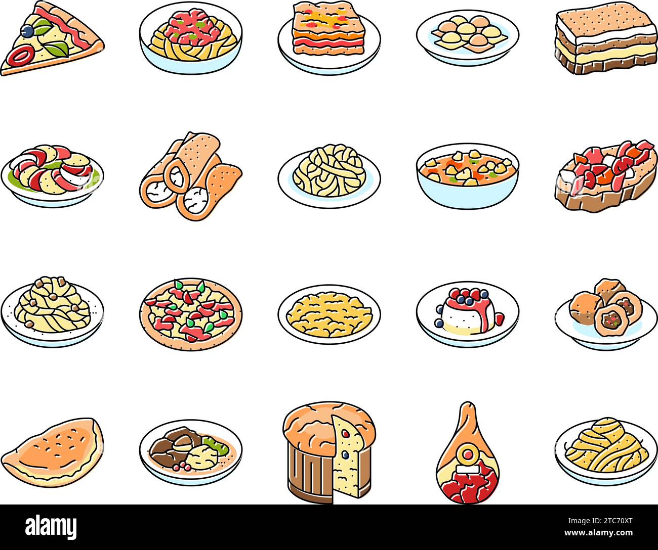 italian cuisine food pasta icons set vector Stock Vector Image & Art ...