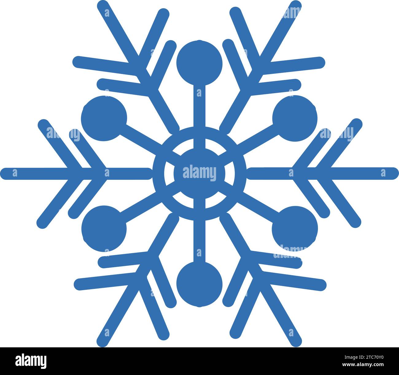 Thick line freeze snowflake, element of winter festival decoration ...